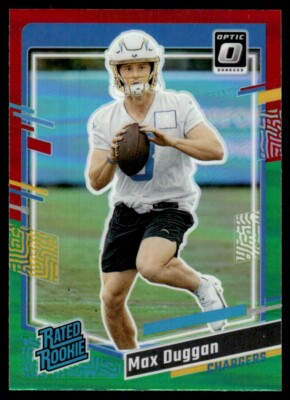 2023 Donruss Optic Red Green Max Duggan Rookie Los Angeles Chargers ...