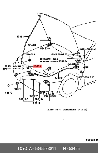 Genuine OE clamp, hood rod stand, 5345533011 for TOYOTA 53455-33011 | eBay