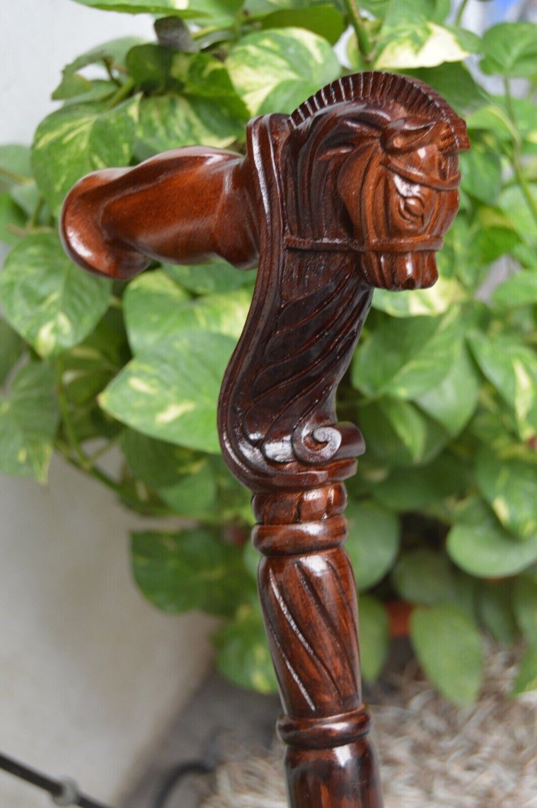 Horse Wooden Hand carved Cane Traditional Hand Carved… - Gem