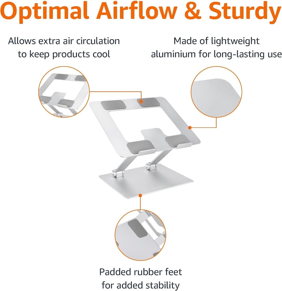 Amazon Basics Sturdy and Portable Ergonomic Laptop 10 x 8.7 x 6 in ...