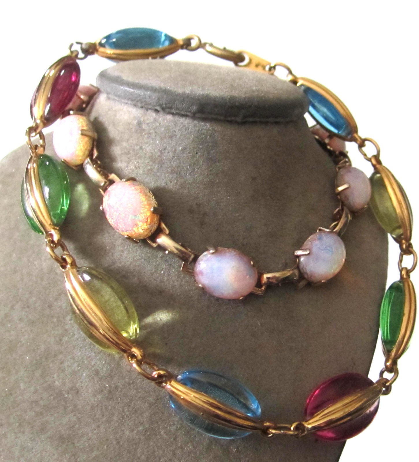 FAB VINTAGE BRACELET LOT OF 2 MULTICOLOR LINK BEAUTIES 8 1/2" - 6 3/4 ...