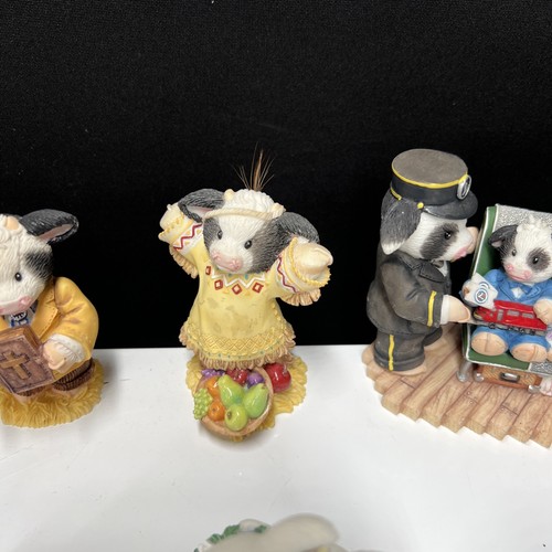Lot of 13 Vintage Enesco Mary's Moo Moos Cow Figurines Holiday Wedding ...