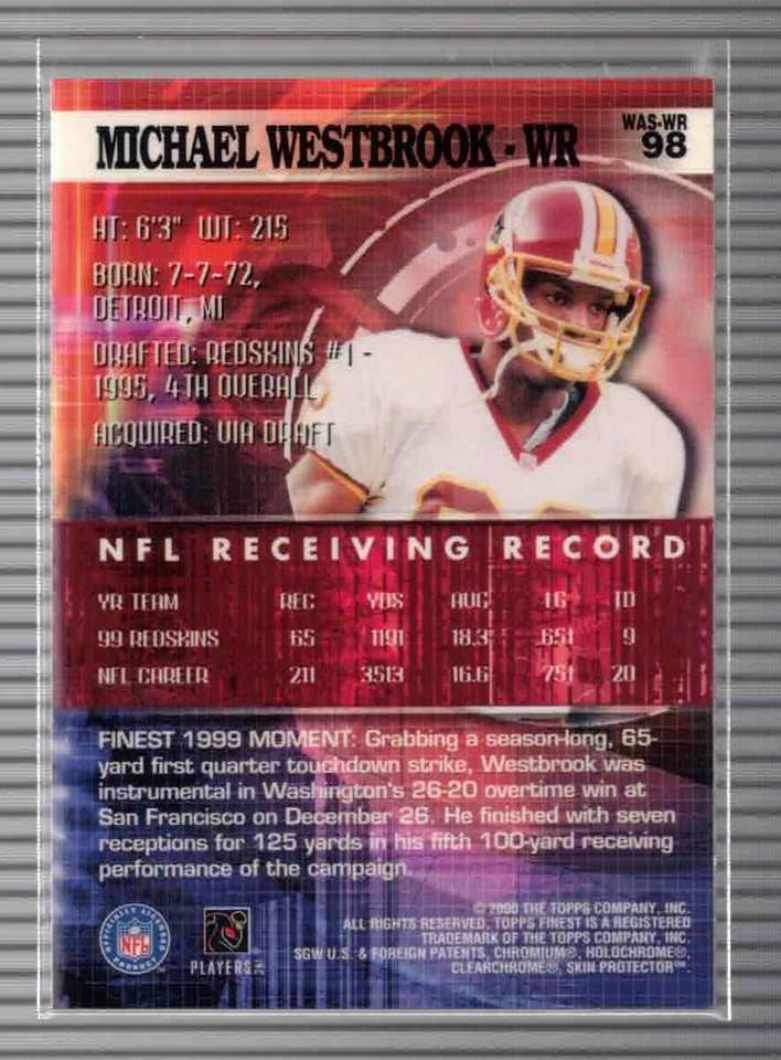 2000 TOPPS FINEST MICHAEL WESTBROOK #98 WASHINGTON REDSKINS | eBay