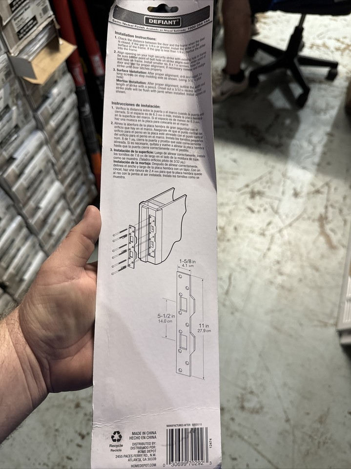 Satin Nickel Security Latch Strike | Door Plate Replacement Home Entry ...