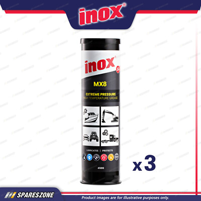 3 x Inox MX8 Premium PTFE Grease 450G Cartridge High Temp and Extreme ...