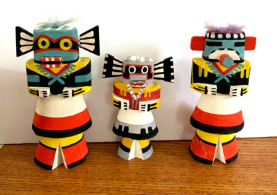 3 Hopi KACHINA figures WARRIOR - BLUE TURTLE - WARRIOR Handmade Katsina ...
