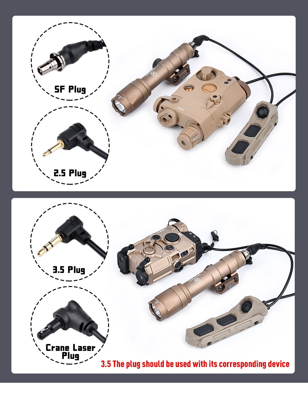 Tactical Flashlight Dual Control Remote SF Crane Switch For PEQ DBAL ...