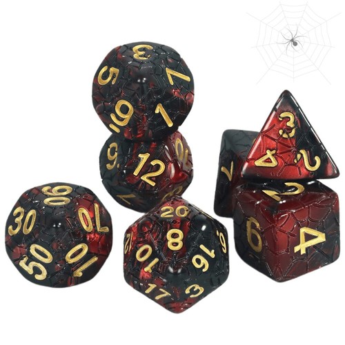 Spider Dice Set Red Black 7 Pcs D4-D20 Polyhedral for Role Playing ...