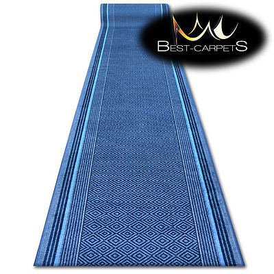 THICK Runner Rugs JURA blue DIAMONDS modern NON-slip Width 67-100 extra ...
