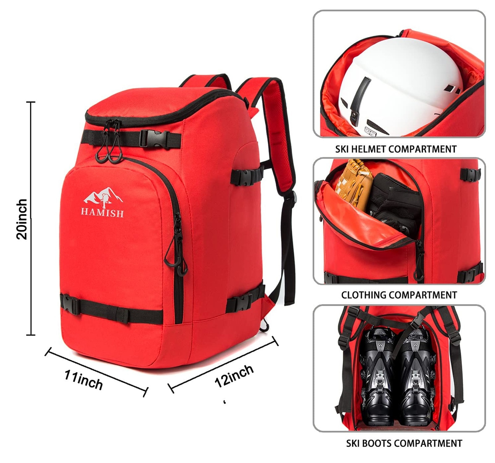 Hamish Ski Boot Bag,50L Waterproof Ski Boots Bag Backpack,Snowboard ...