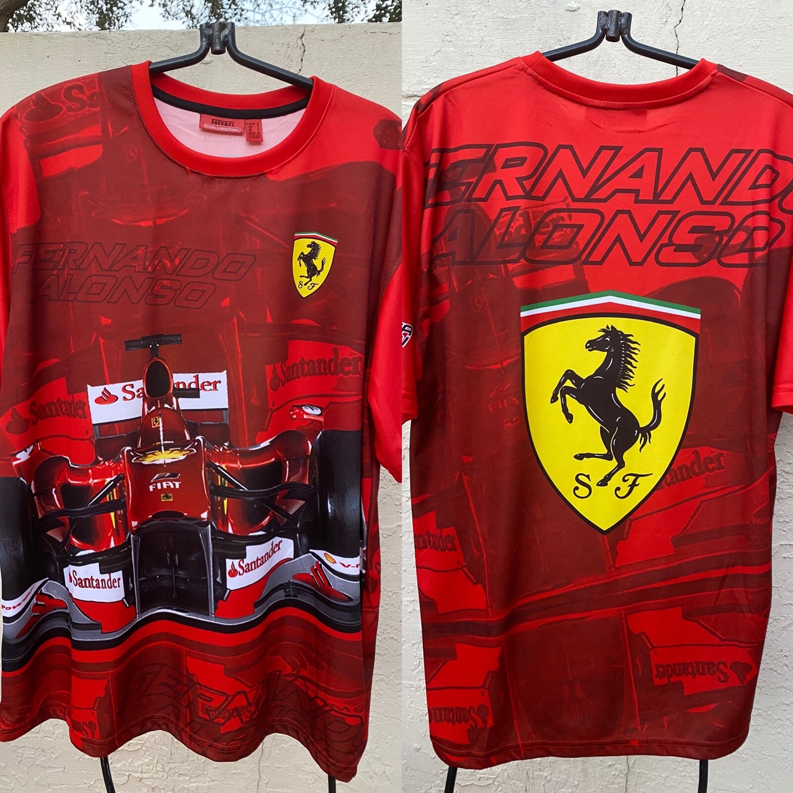 OFFICIAL FERRARI SANTANDER ALL OVER PRINT FERNANDO ALONSO RACING T ...