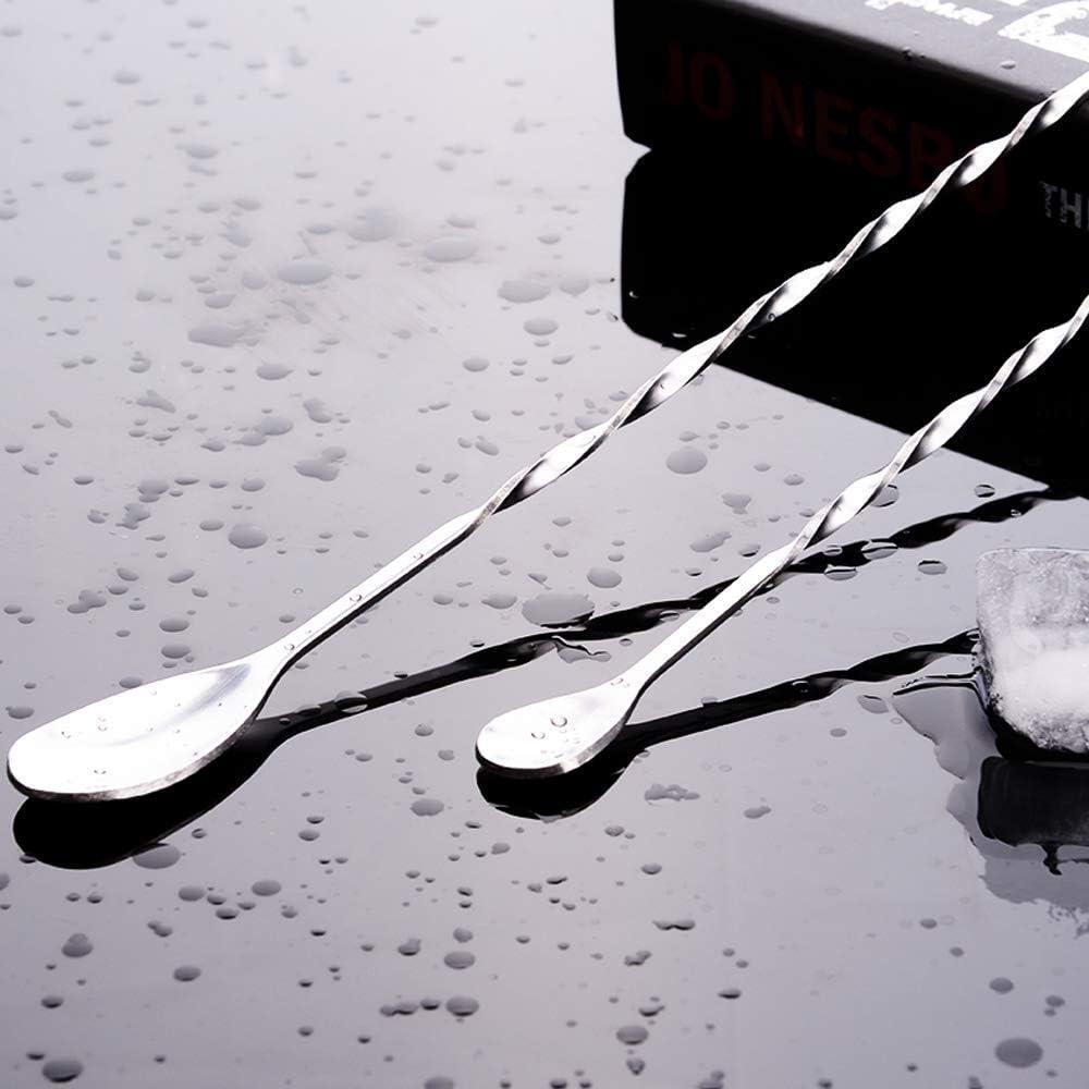 12” Stainless Steel Cocktail Spoon Set of 2 Mixing Spoon Long Spiral ...