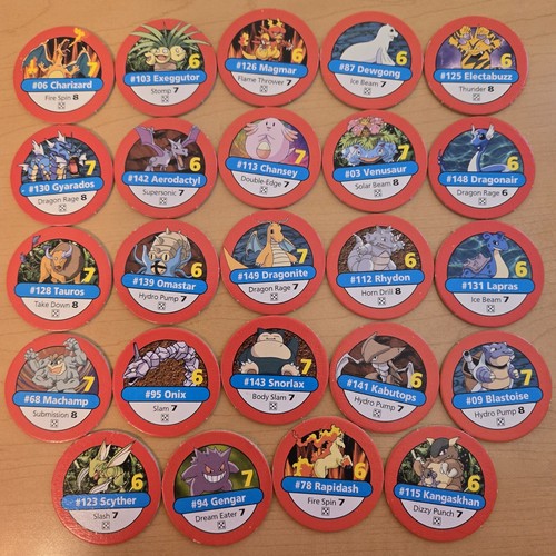 Pokémon Master Trainer Board Game 24 Red Pokemon Chips Replacement ...