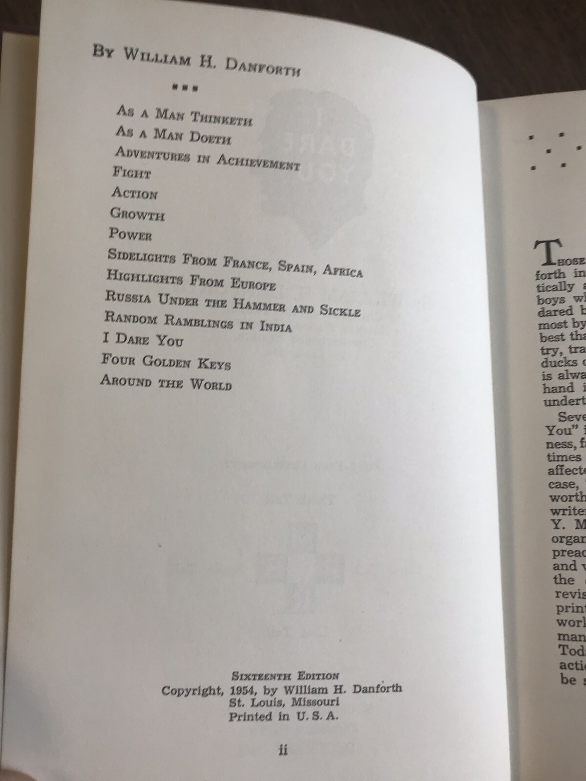 I Dare You HC Book Vintage 1954 William H Danforth Ralston Purina ...