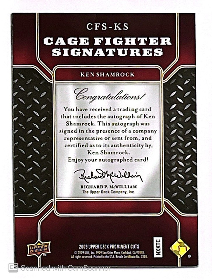 2009 Prominent Cuts Cage Fighter Signatures Ken Shamrock Rookie Auto RC ...