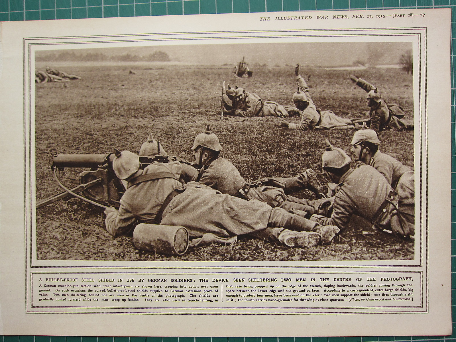 1915 WWI WW1 PRINT ~ BULLET-PROOF STEEL SHIELD GERMAN SOLDIERS | eBay