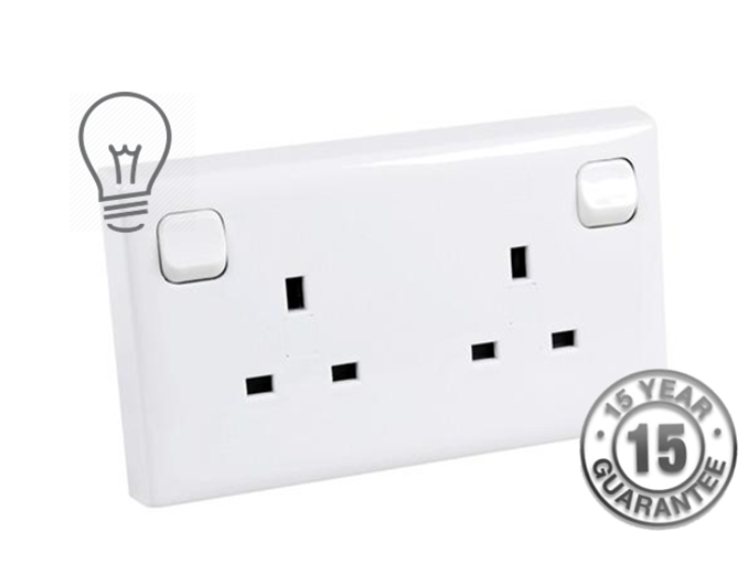 Single To Twin Double 13A Slim Mains Plug Switched Socket Converter 1 ...