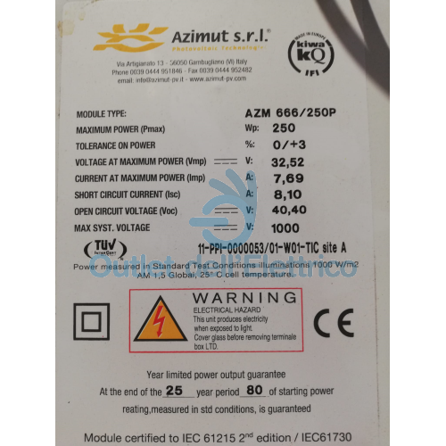 Azimut AZM666/250P Photovoltaic Panel Polycrystalline 250W | eBay