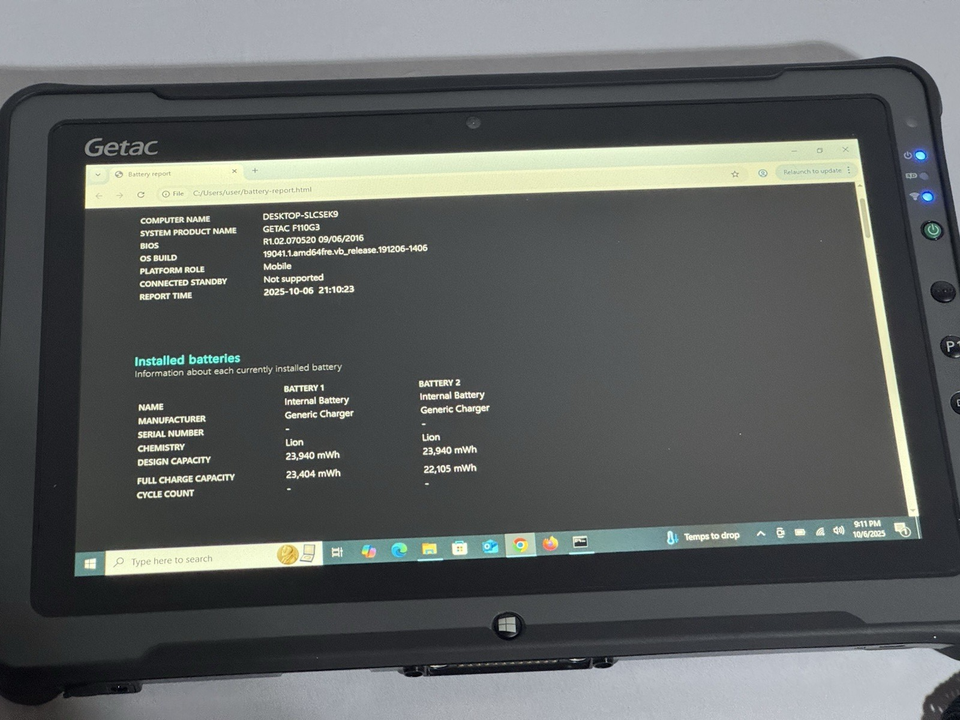 Getac F110 G3 Ruggedized Touchscreen Tablet GPS i5/8GB/256GB - 19 ...
