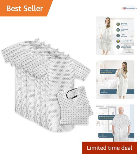 Unisex Hospital Gowns Cotton Blend 2XL Soft Patient Wear 6 Pack ...