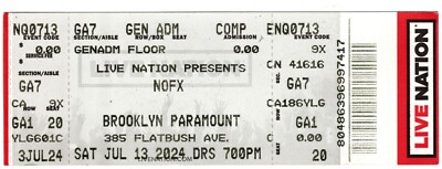 NO FX unused ticket to 1994, farewell NY | eBay