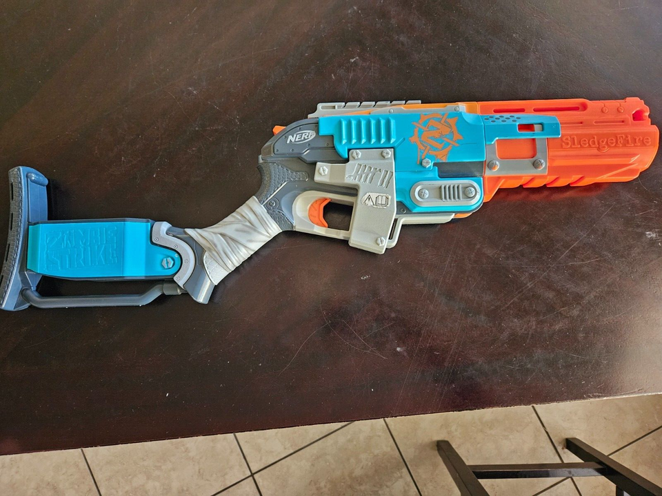 Nerf Zombie Strike Sledgefire Blaster Gun Blue -USED, VGC- no shells | eBay