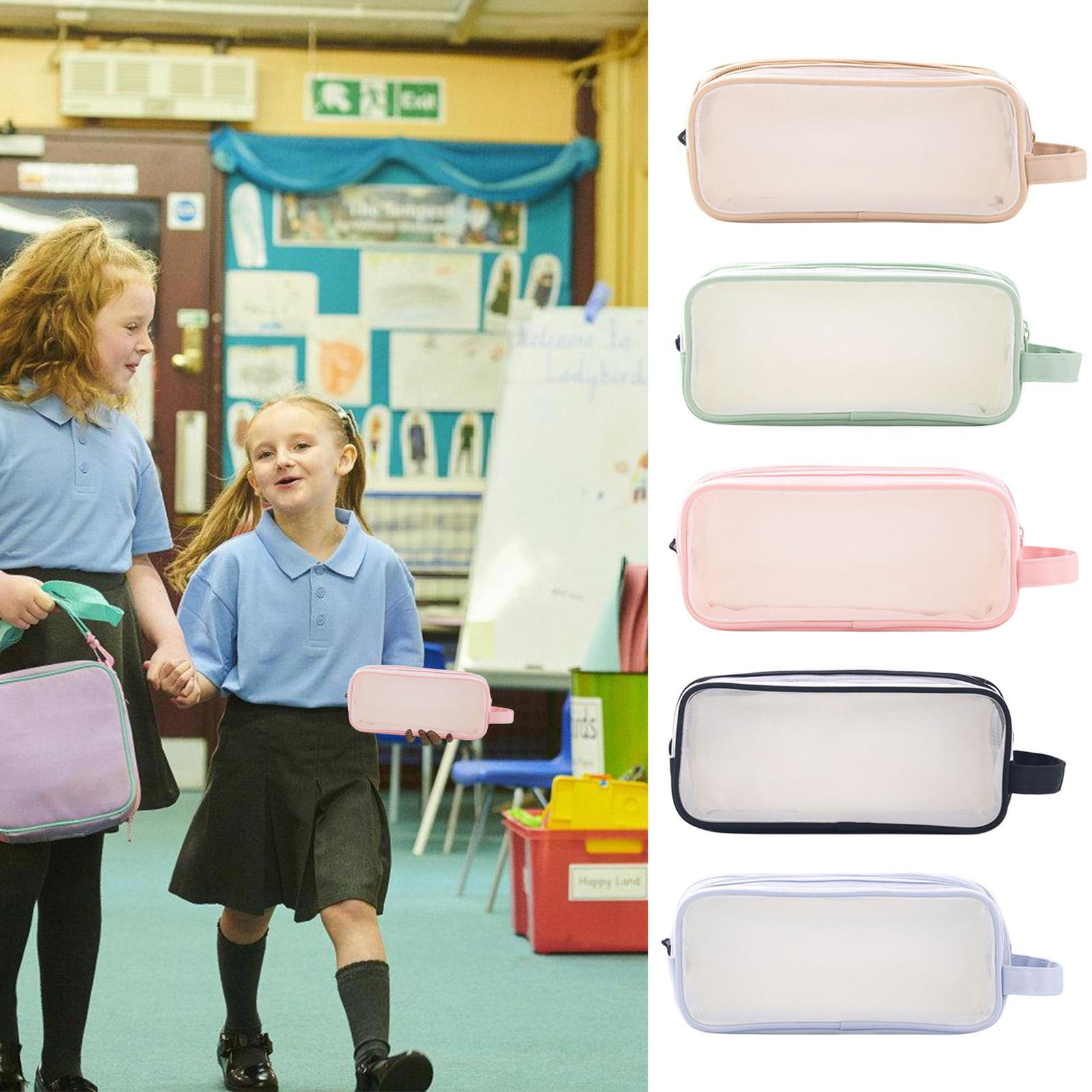 Clear Mesh Pencil Pouch Clear Makeup Color Pouch 2 Compartment ...