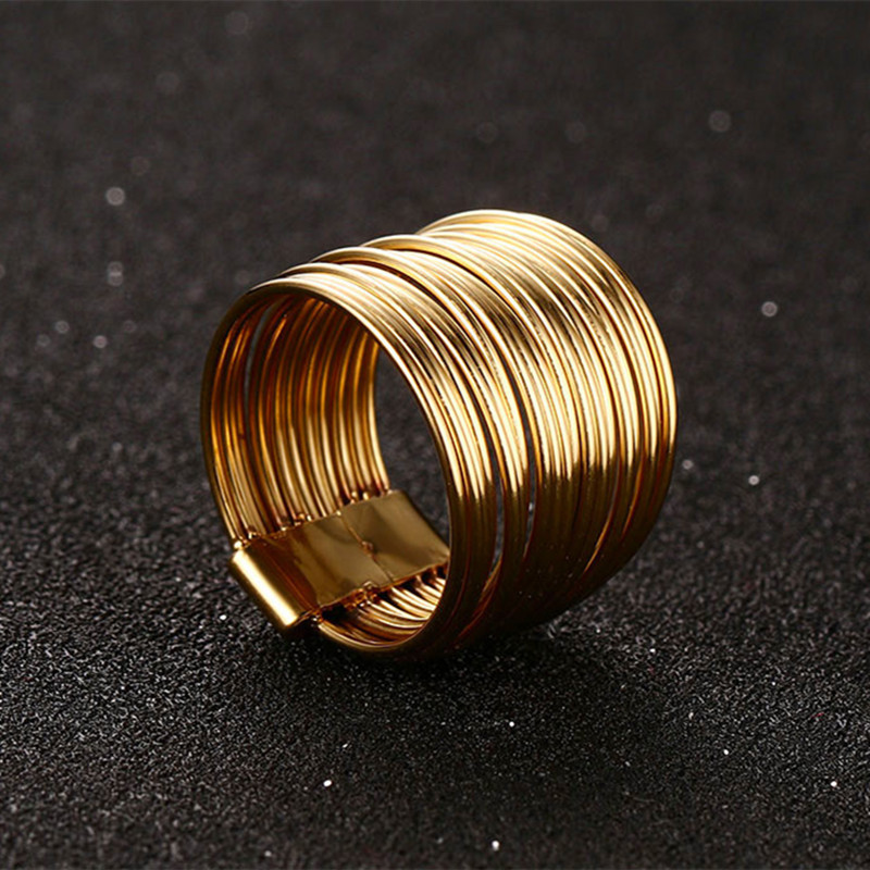 15mm Gold Plating Engagement Multi-rings Men Women Stainless Steel Band ...