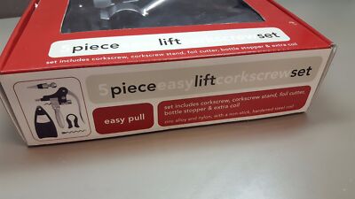 Bed Bath & Beyond 5 PIECE EASY LIFT CORKSCREW SET Wine Opener Never ...