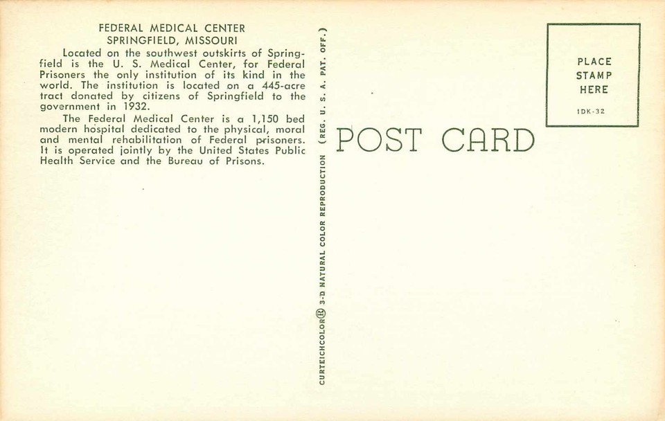 Postcard Missouri Springfield Federal Medical Center Hospital | eBay