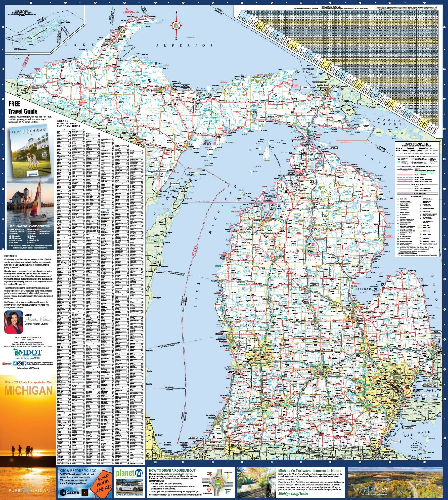 Michigan State Executive City-County Laminated Wall Map Poster | eBay