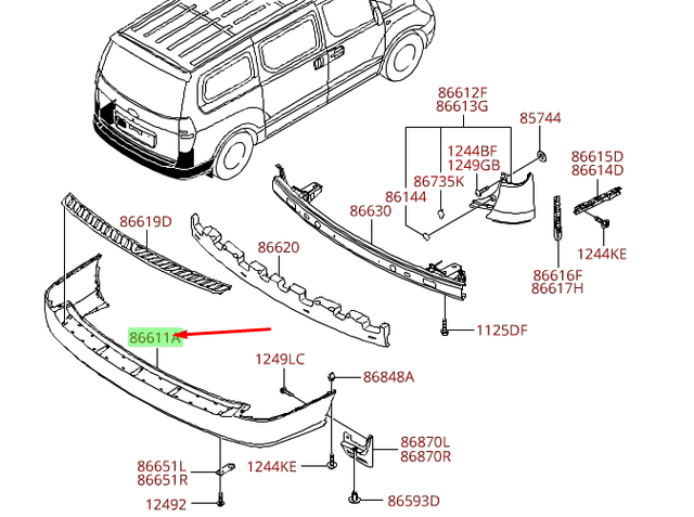 Hyundai H-1 TQ Rear Bumper Cover 86611-4h020 Genuine for sale online | eBay
