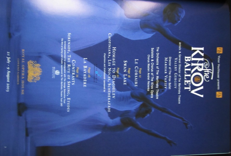 Kirov Ballet Programme - 2003 - Royal Opera House- Lovely Condition ...