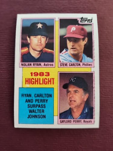NOLAN RYAN, STEVE CARLTON, GAYLORD PERRY 1984 TOPPS Highlights Baseball ...