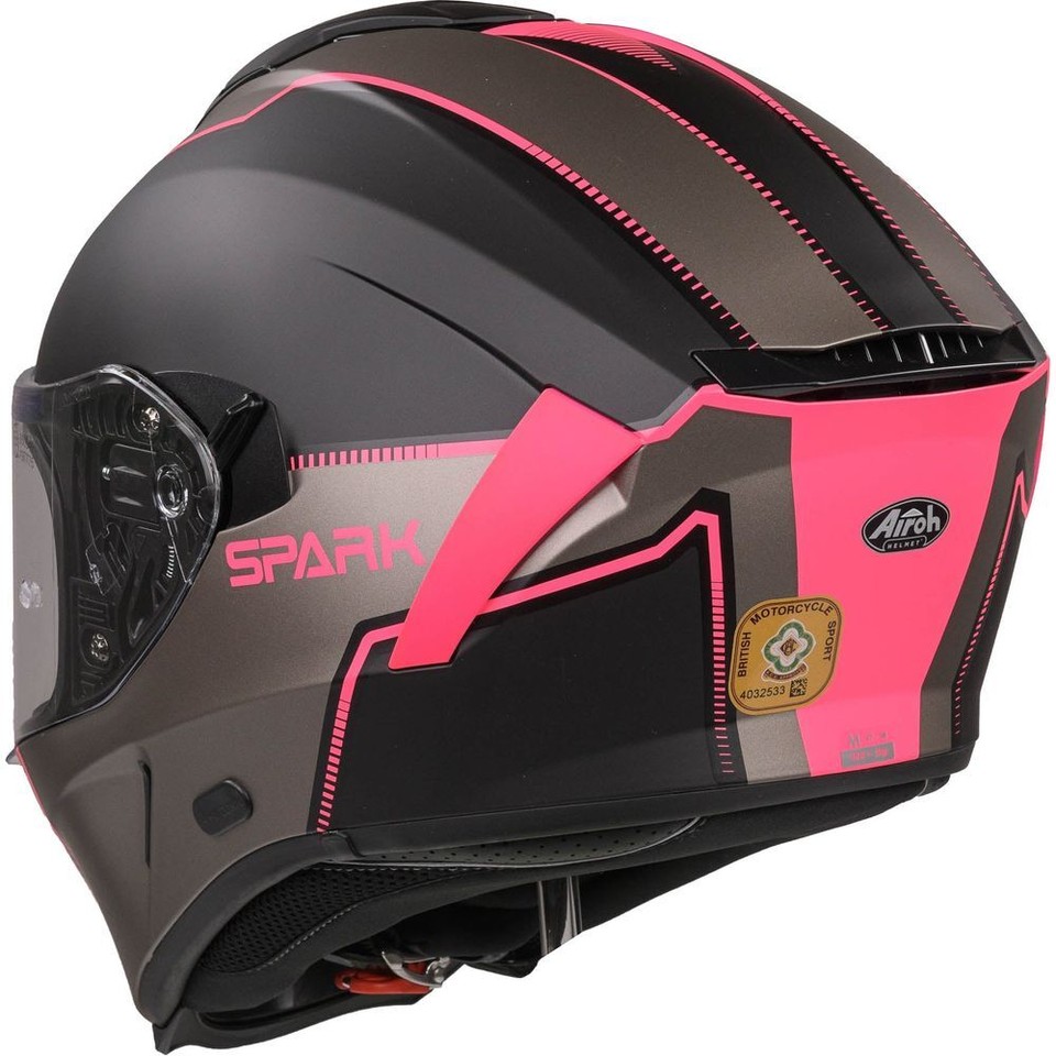 Airoh Spark Flow Moto Motorcycle Motorbike Full Face Helmet Matt Black / Pink | eBay