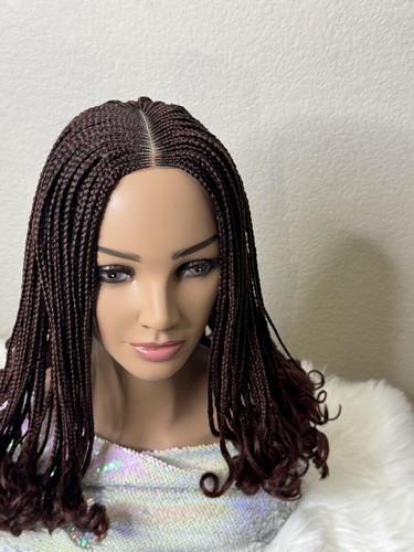 Braided Cornrows Wig For Black Women. Center Pattern With Curly Tips | eBay