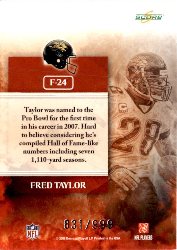 2008 Score #F-24 Fred Taylor /999 Franchisecard | eBay