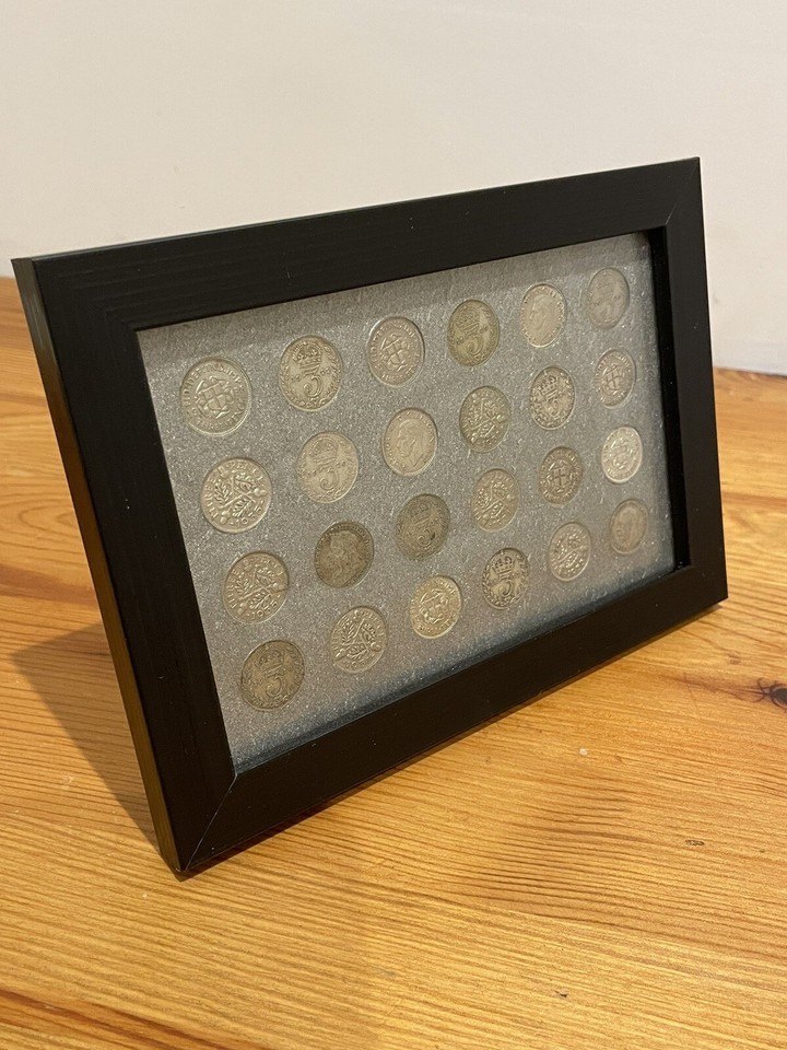 Pre Decimal Coin Display Frame For Three Pence Silver 24 Slots ...
