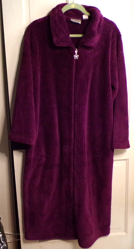 Womens Full Zip Fleece Robe Intimate Essentials Plush Soft Warm ...