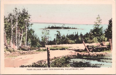 Farr Island Lake Temiskamino Haileybury Ontario ON Antique Postcard E15 ...