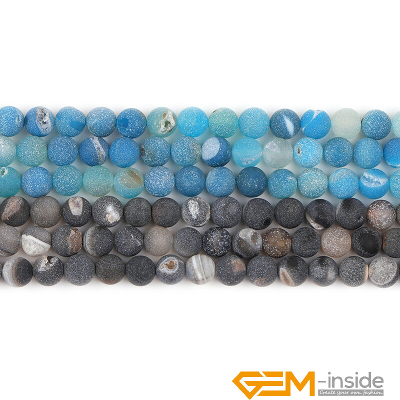 Natural Colorful Frost Geode Agate Round Beads For Jewelry Making 8mm ...
