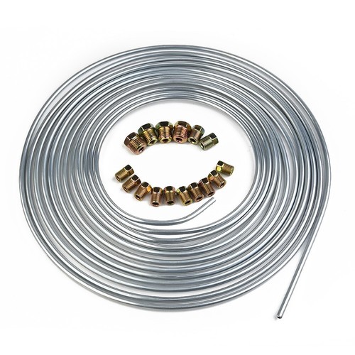 25Ft 3/16 Universal Brake Line Kit Steel Tube Roll With 16 Fittings ...