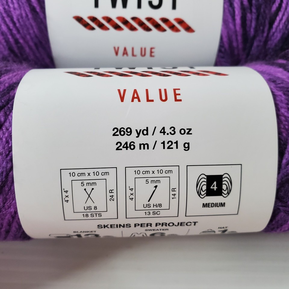 Big Twist Value Yarn Purplexed Lot Set Of 3 Weight 4 Medium 269 Yards ...