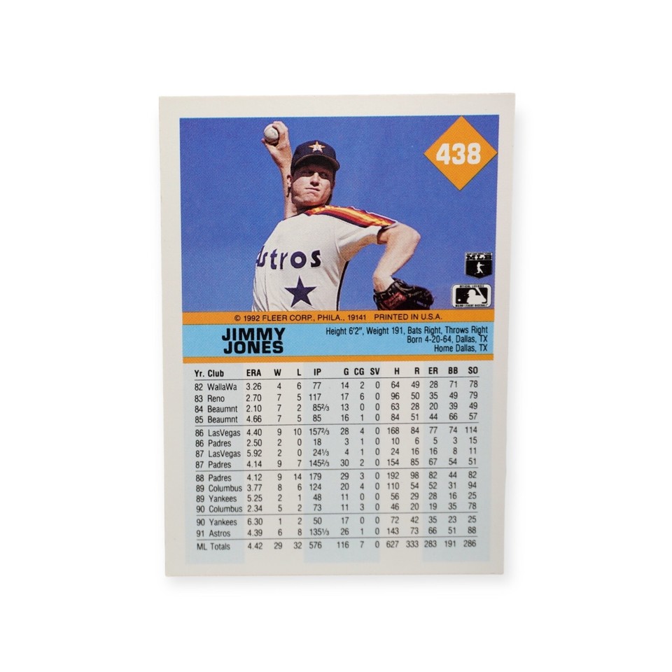 1992 Fleer - #438 Jimmy Jones of Astros ( Pitcher ) | eBay