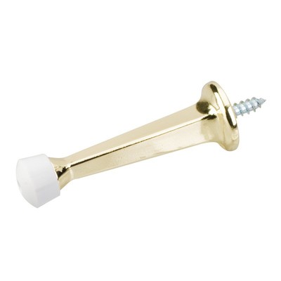 Polished Brass Baseboard Solid Door Stop with Fixed Screw Attachment ...