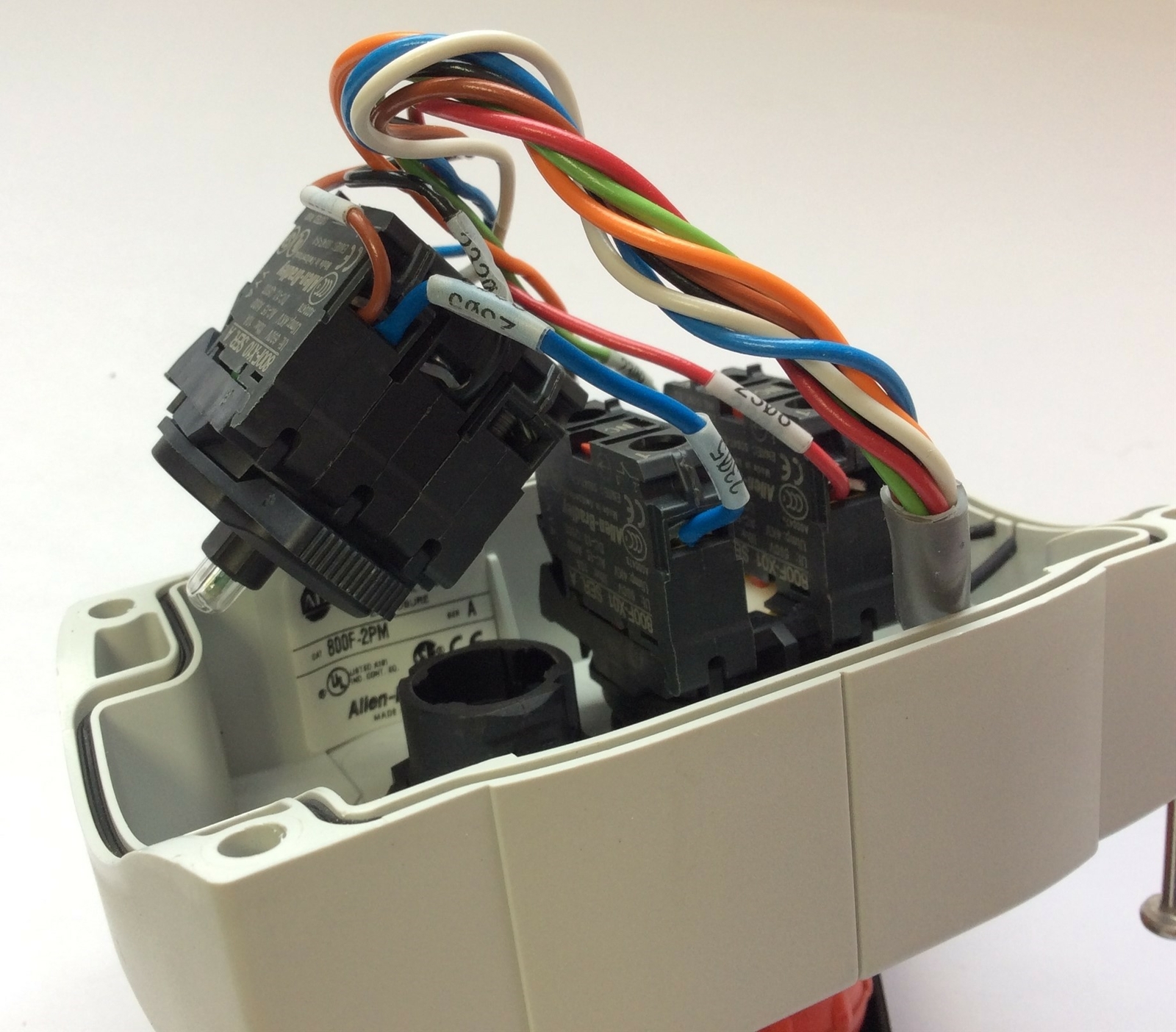 Allen Bradley 800F-2PM Enclosure 22 mm w/ Emergency Stop Blue Lighted ...