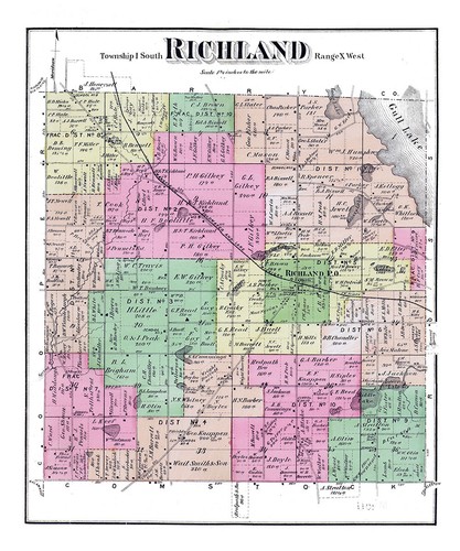 1873 Map of Richland Township Kalamazoo County Michigan | eBay