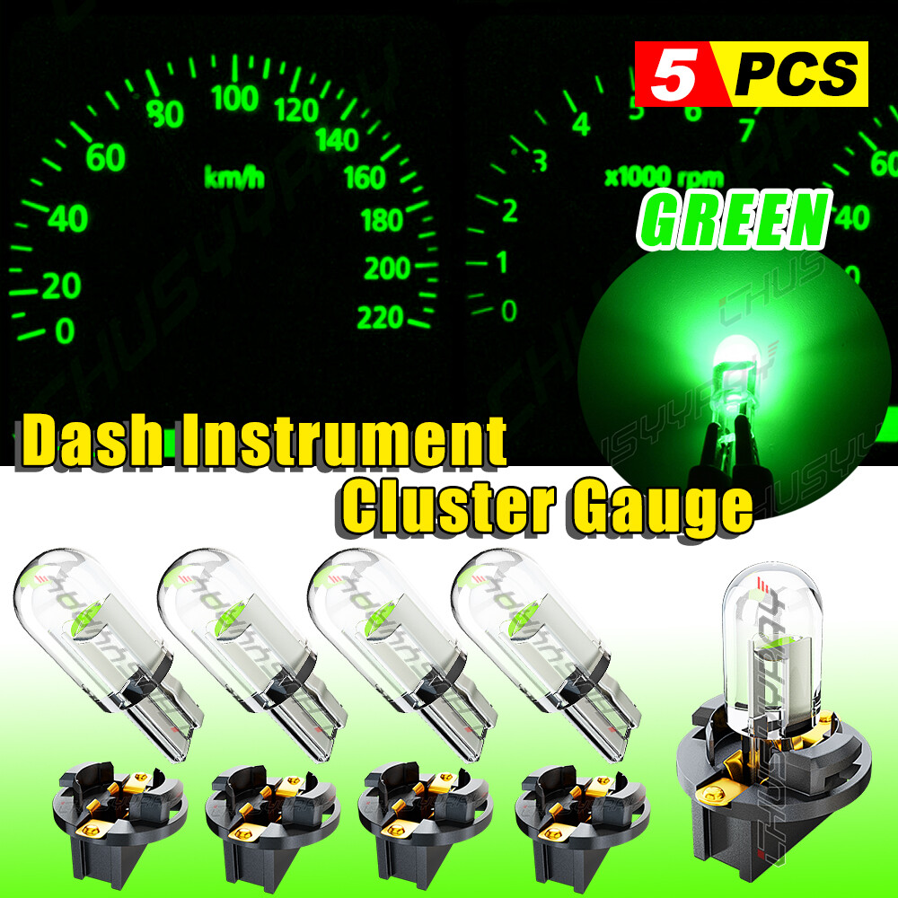 5X T10+5x Sockets green LED Bulb Instrument Gauge Panel Dash Light fits ...