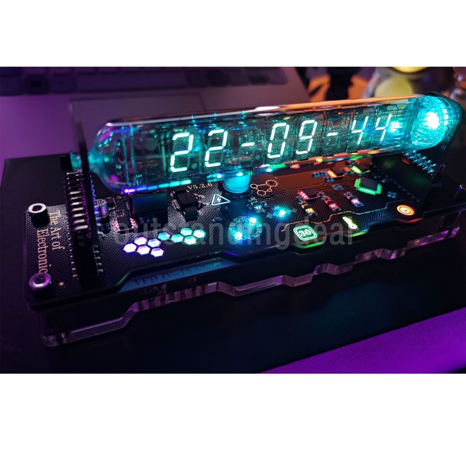 IV18 Cyberpunk Fluorescent Tube Clock Nixie Tube Clock without Dust ...