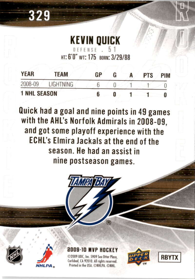 2009-10 Upper Deck MVP - Gold Script #329 Kevin Quick /100 (RC) for sale online | eBay